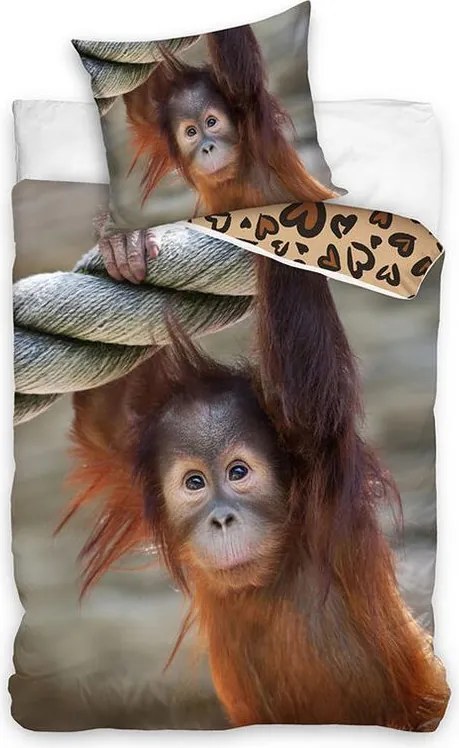 Bavlněné renforcé ložní povlečení OPICE ORANGUTAN