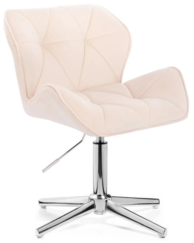 LuxuryForm DESIGN Otočná židle MILANO VELUR na stříbrném kříži - krémová