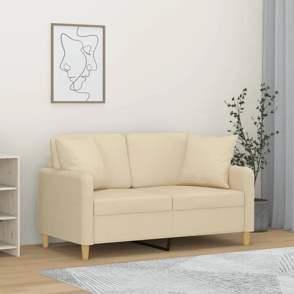 2místná pohovka s polštáři krémová 120 cm textil 3200903