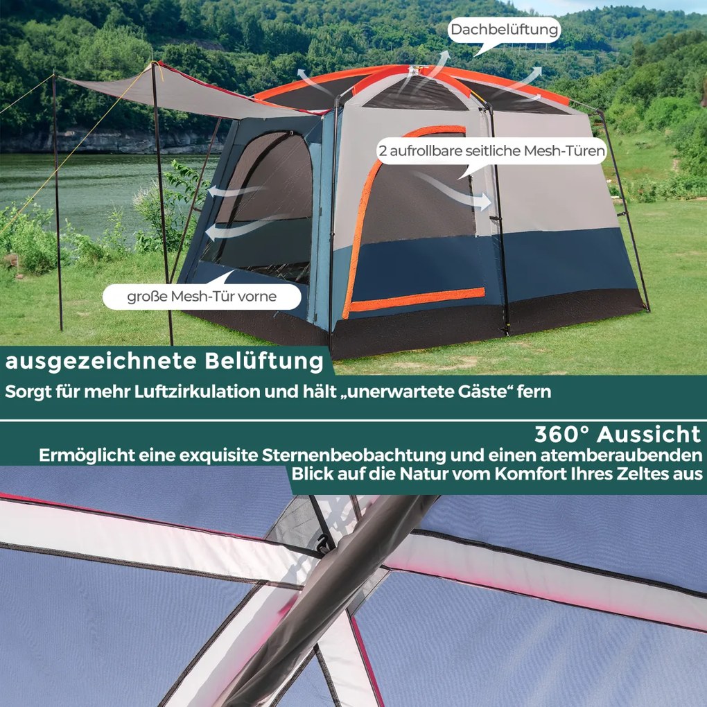 Costway Kempingový stan pro 6 osob s 2 přepážkou místnosti a pláštěnkou