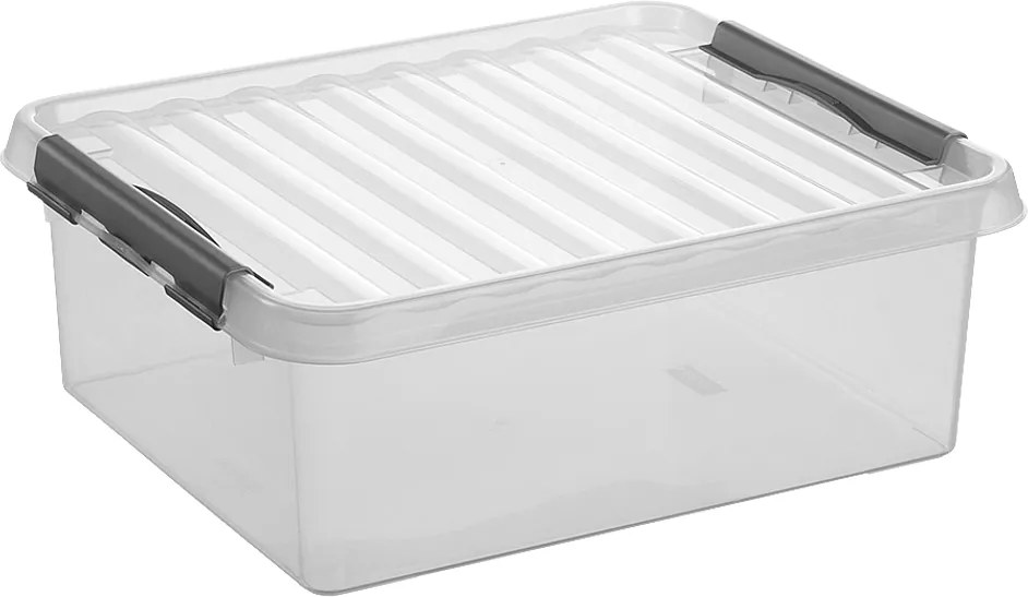 Box s víkem Q-Line, 50 × 40 × 18 cm, 25 l, transparentní