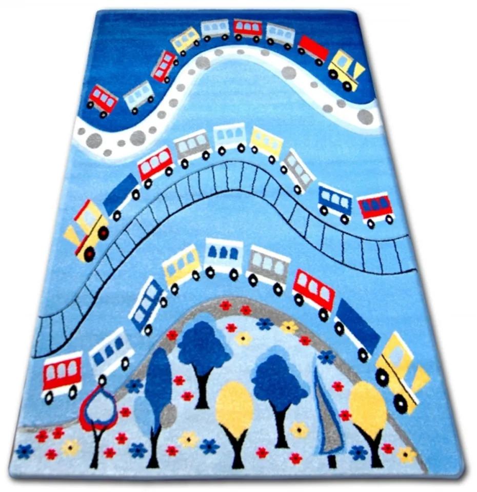 Dětský kusový koberec Vláček modrý, Velikosti 280x370cm | BIANO