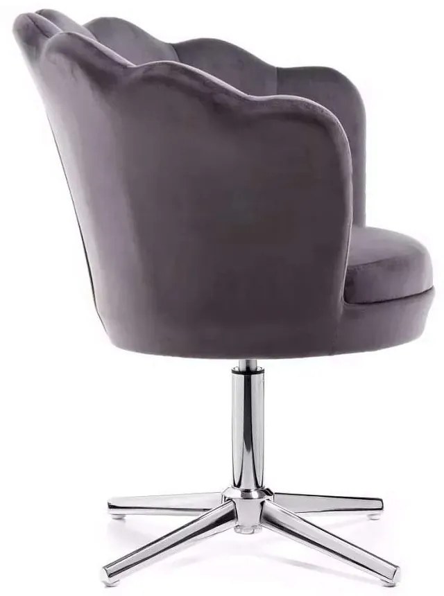 LuxuryForm DESIGN Otočné křeslo FREY VELUR na stříbrném kříži - tmavě šedé