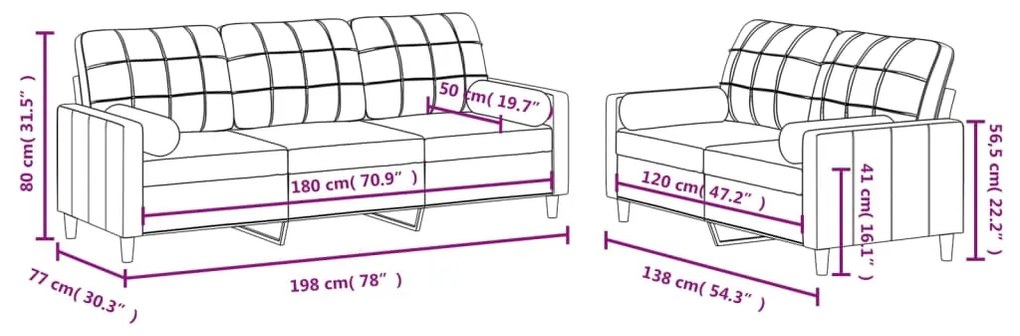 2dílná sedací souprava s polštáři tmavě šedá textil