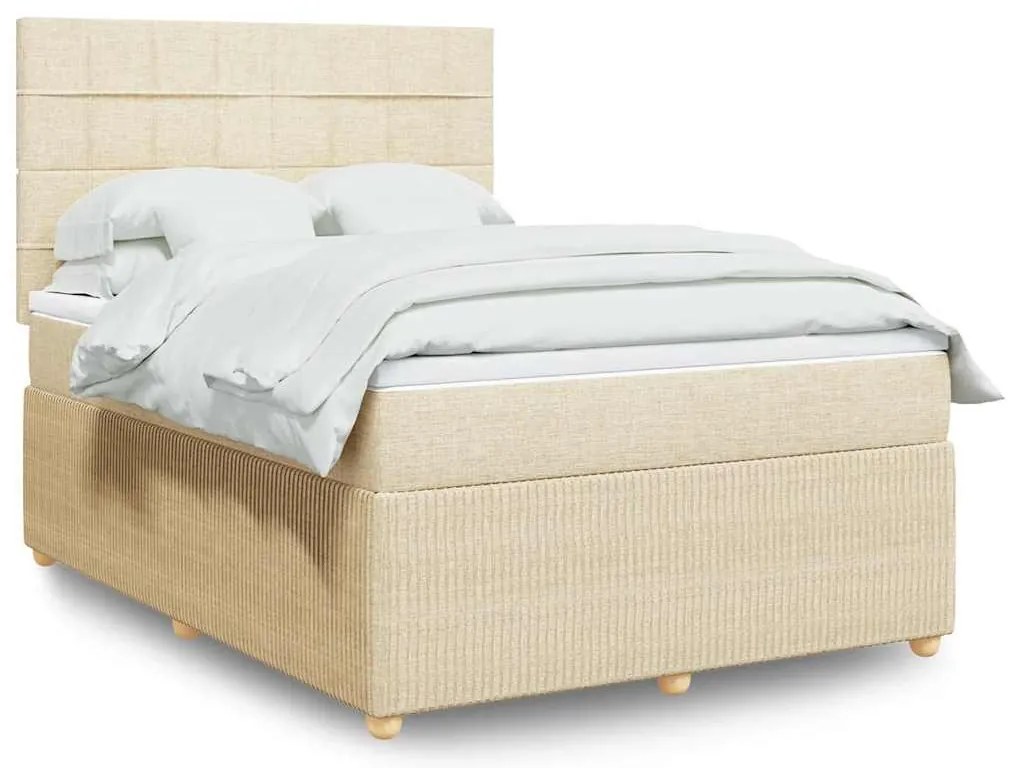 Box spring postel s matrací krémová 140x190 cm textil 3292056