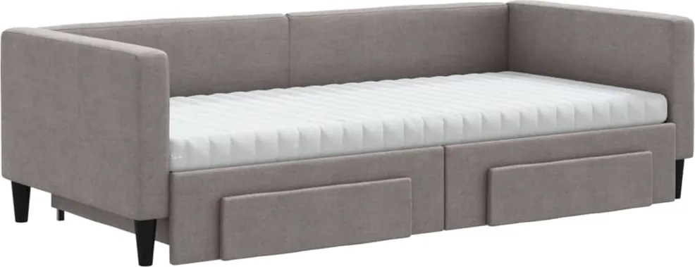 Válenda s přistýlkou a zásuvkami taupe 90 x 200 cm textil 3196635