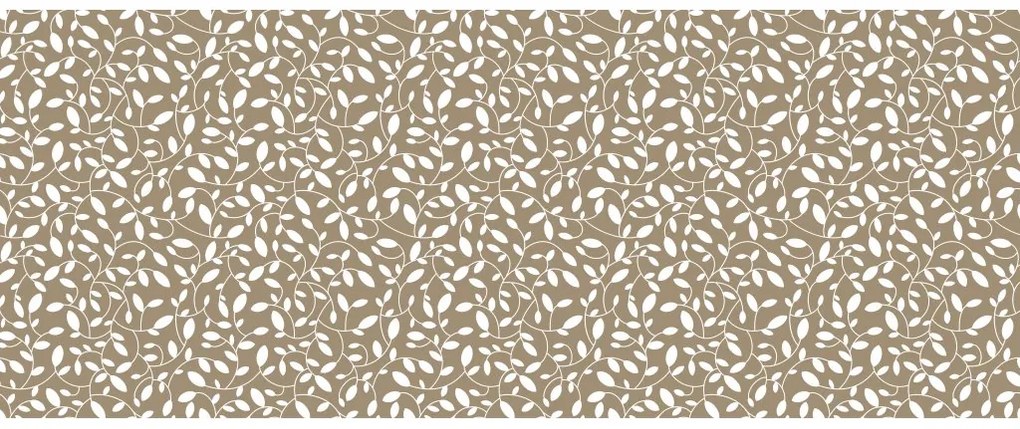 Ubrus teflonový hnědý, vzor béžové lístky Rozměry: 140x140, Tvar: Čtverec