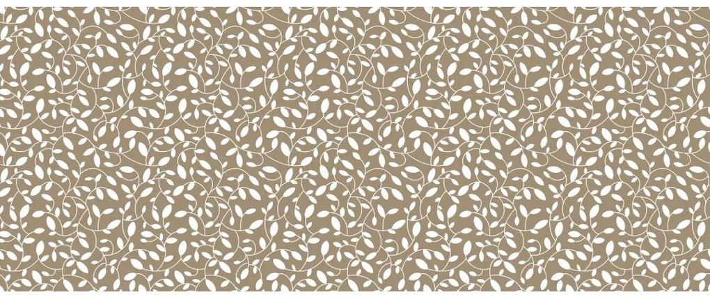 Ubrus teflonový hnědý, vzor béžové lístky Rozměry: 80x80, Tvar: Čtverec