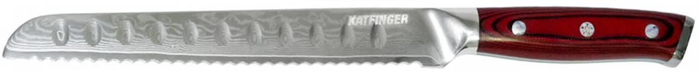 KATFINGER | Damaškový nôž na pečivo 8" | červený | KF204