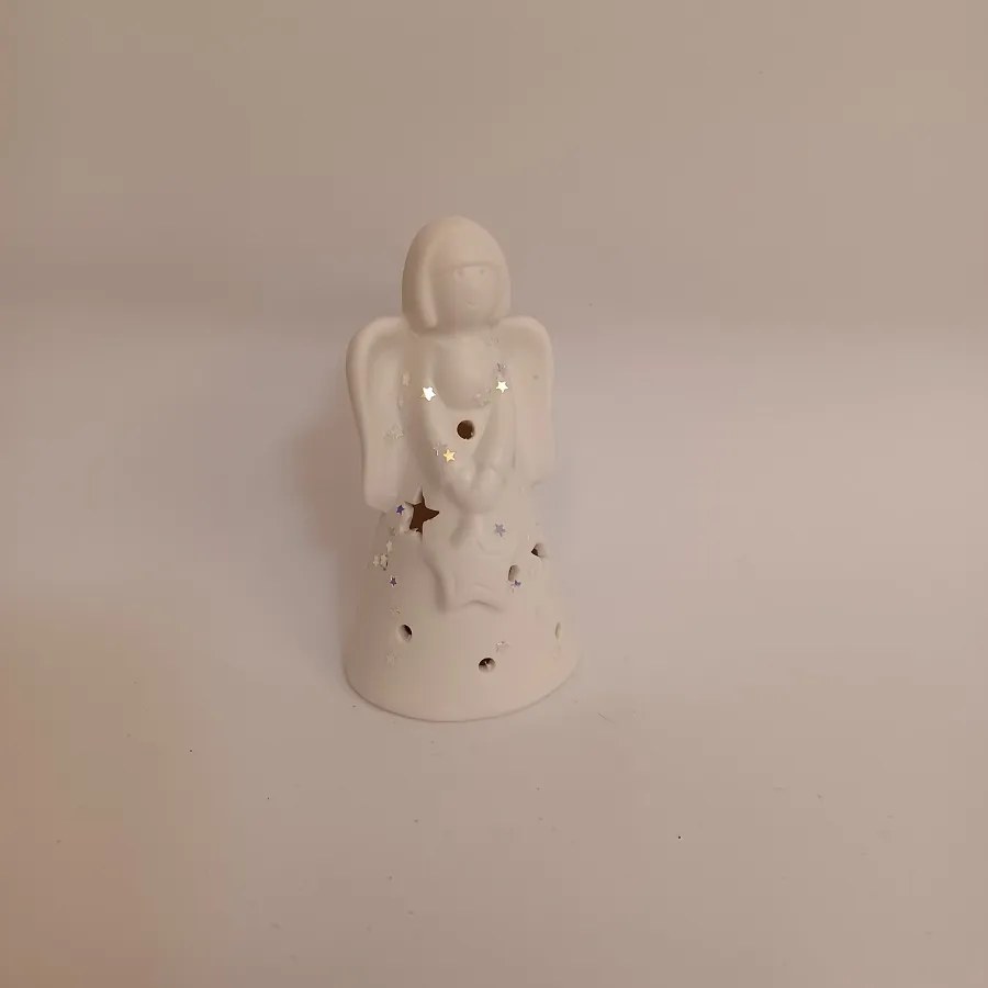 LED svítící anděl keramický 5,5 × 5,5 × 10 cm, teple bílá, 2× LR44