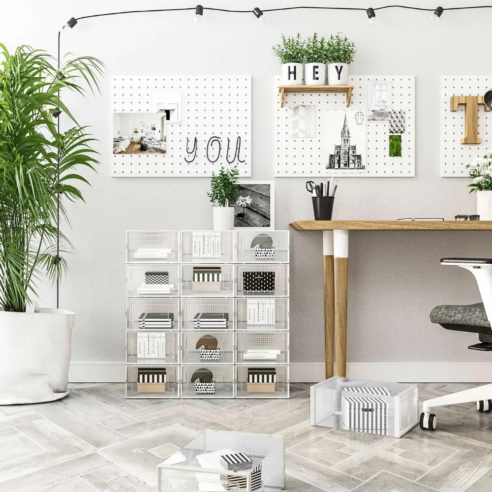Organizér na boty MARI, 18 boxů, průsvitná/bílá SongmicsHome