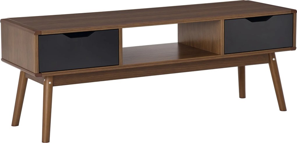 HOMCOM Stojan na televizi do obývacího pokoje pro 50-palcovou televizi se 2 šuplíky a otevřeným oddílem, moderní styl 122x39x46 cm Hnědá | Aosom