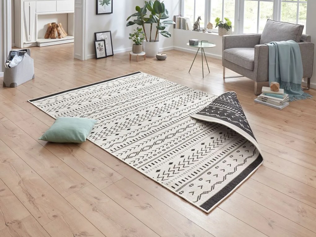 NORTHRUGS - Hanse Home koberce Kusový koberec Twin Supreme 103438 Kuba black creme – na ven i na doma - 160x230 cm