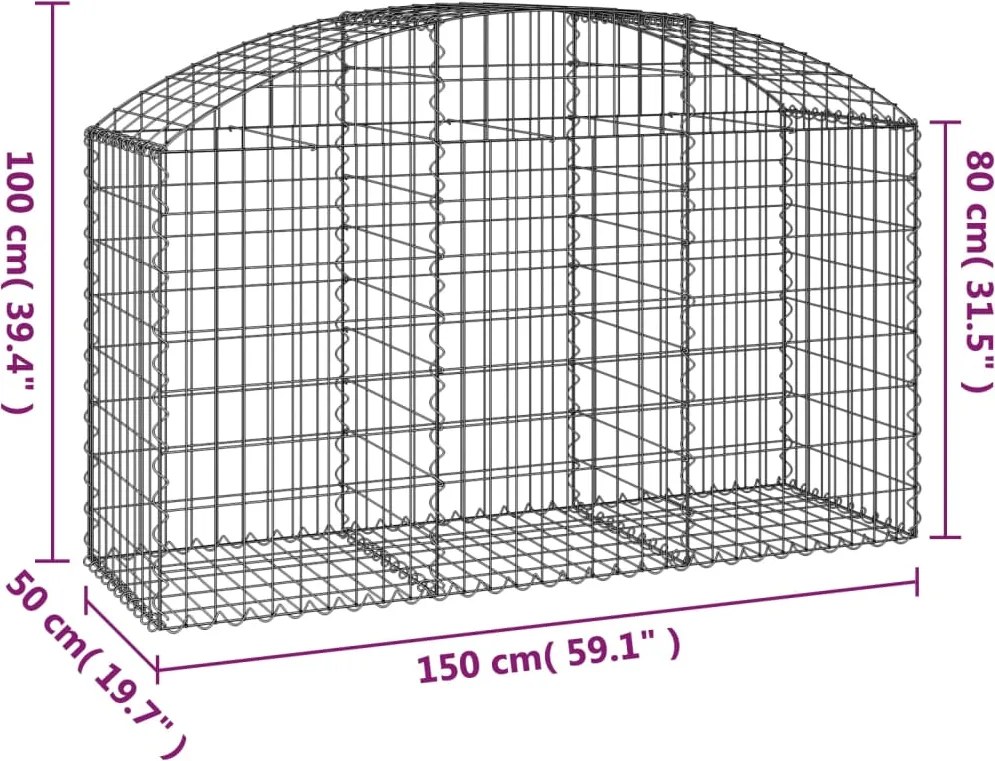 Klenutý gabionový koš 150 x 50 x 80/100 cm pozinkované železo 153454