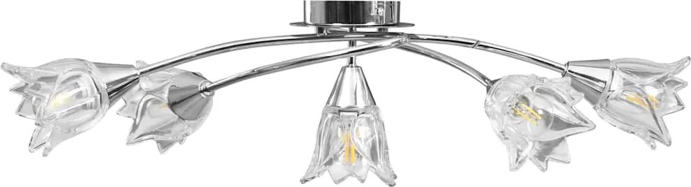 Stropní lampa průhledná skleněná stínidla 5 žárovek E14 tulipán 289236