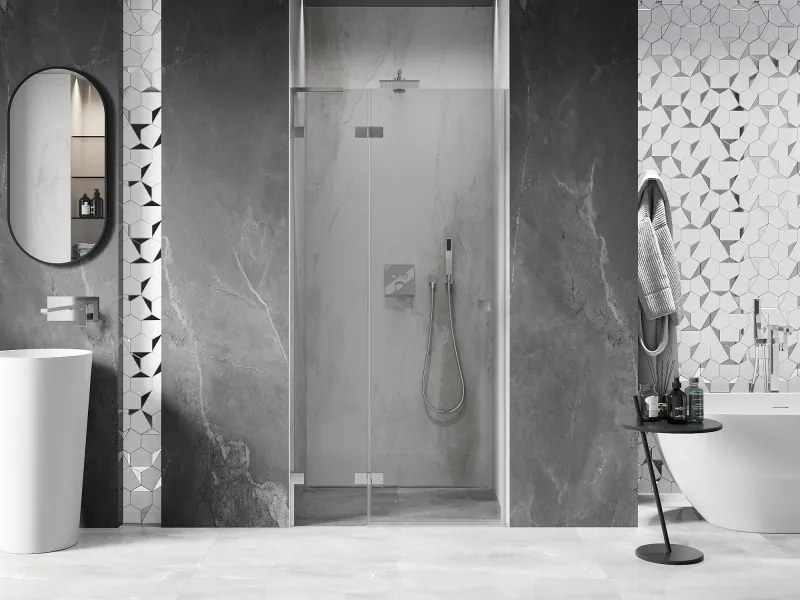 Mexen, Mexen Lunar L výklopné sprchové dveře levé 85 cm, transparentní, broušený nikl - 834L-085-000-97-00-L