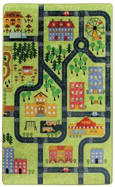 Dětský koberec, 100 x 160 cm, vzor město