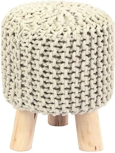 Krémová taburetka HF Living Nature Pouf, Ø 35 cm