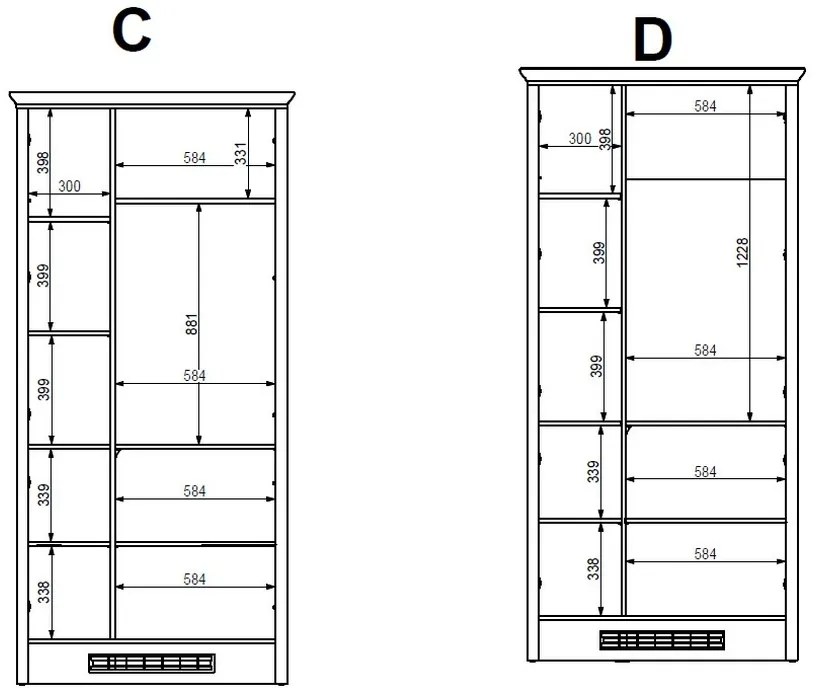 Kuchyňská skříň pro vestavnou lednici Jasmin, antracit/dub