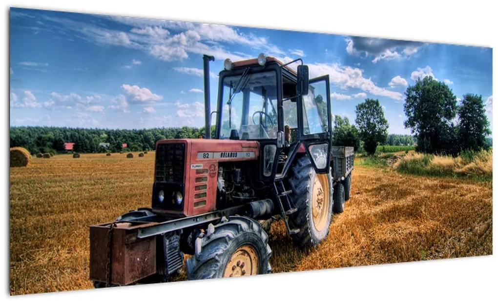 Obraz traktoru v poli (100x40cm)