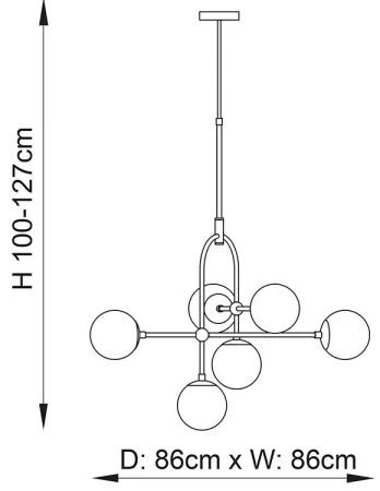 Endon 106661 - Lustr na tyči ONTARIO 6xE14/7W/230V černá/kouřová černá
