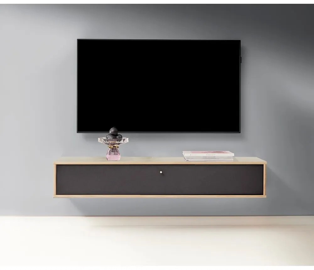 TV stolek v dekoru dubu v černo-přírodní barvě 133x22 cm Mistral – Hammel Furniture