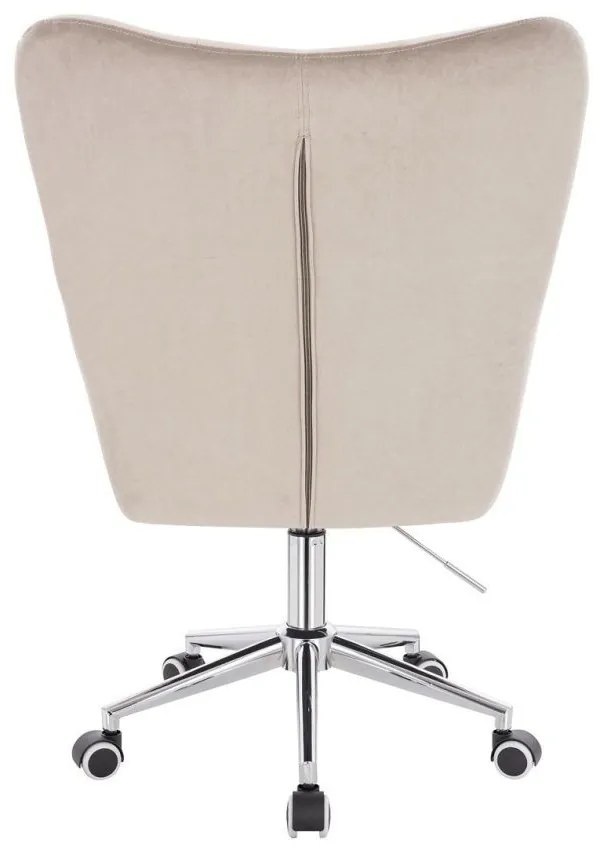 LuxuryForm DESIGN Otočné křeslo AURORA VELUR na stříbrné podstavě s kolečky - latte