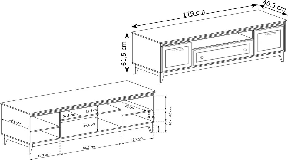 TERRA s | TV stolek TA-9 | 179 cm | šedá