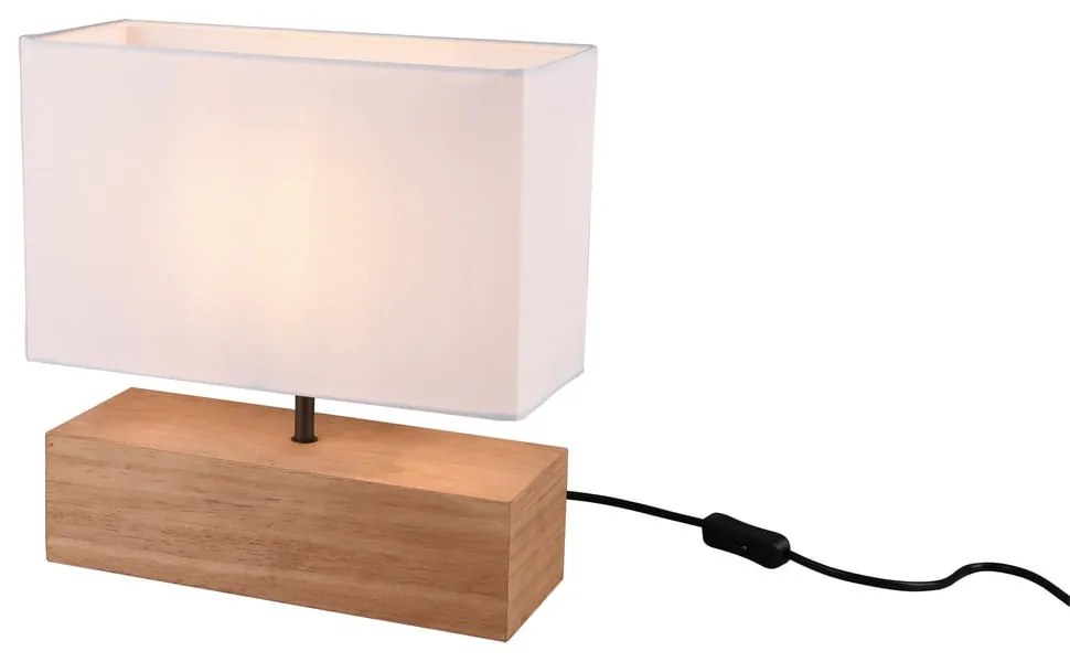 Stolní lampa s textilním stínidlem v bílo-přírodní barvě (výška 30 cm) Woody – Reality