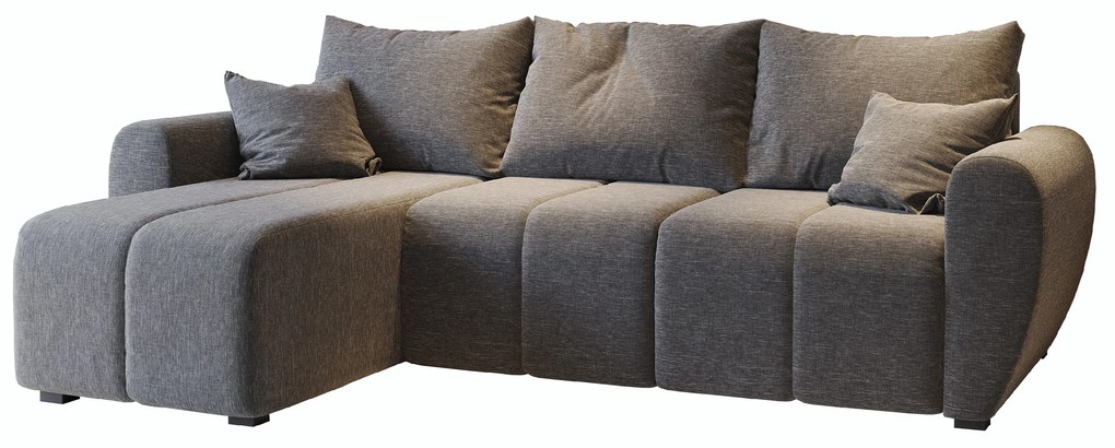 Rohová rozkládací sedací souprava do L MOKA, 246 cm, s úložným prostorem Barva látky: Světle šedá (Paros 05)