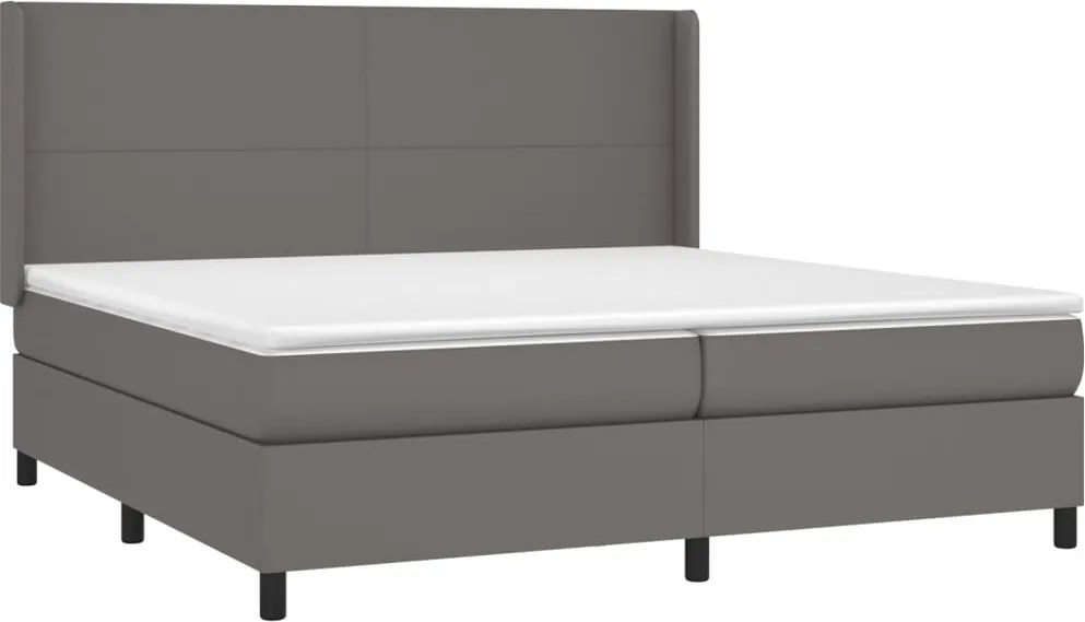 Box spring postel s matrací a LED šedá 200x200 cm umělá kůže 3139287