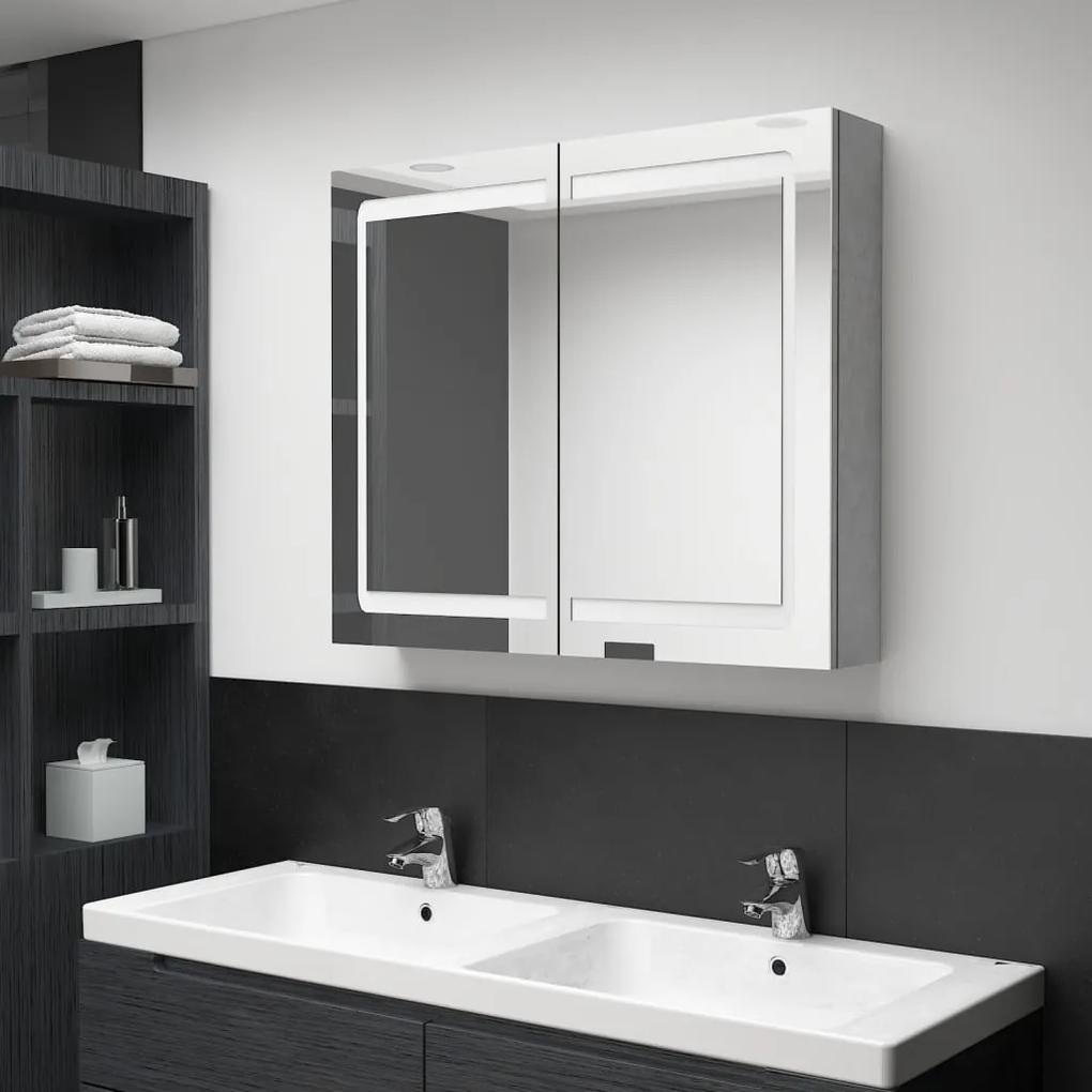 326511 vidaXL LED koupelnová skříňka se zrcadlem betonově šedá 80x12x68 cm