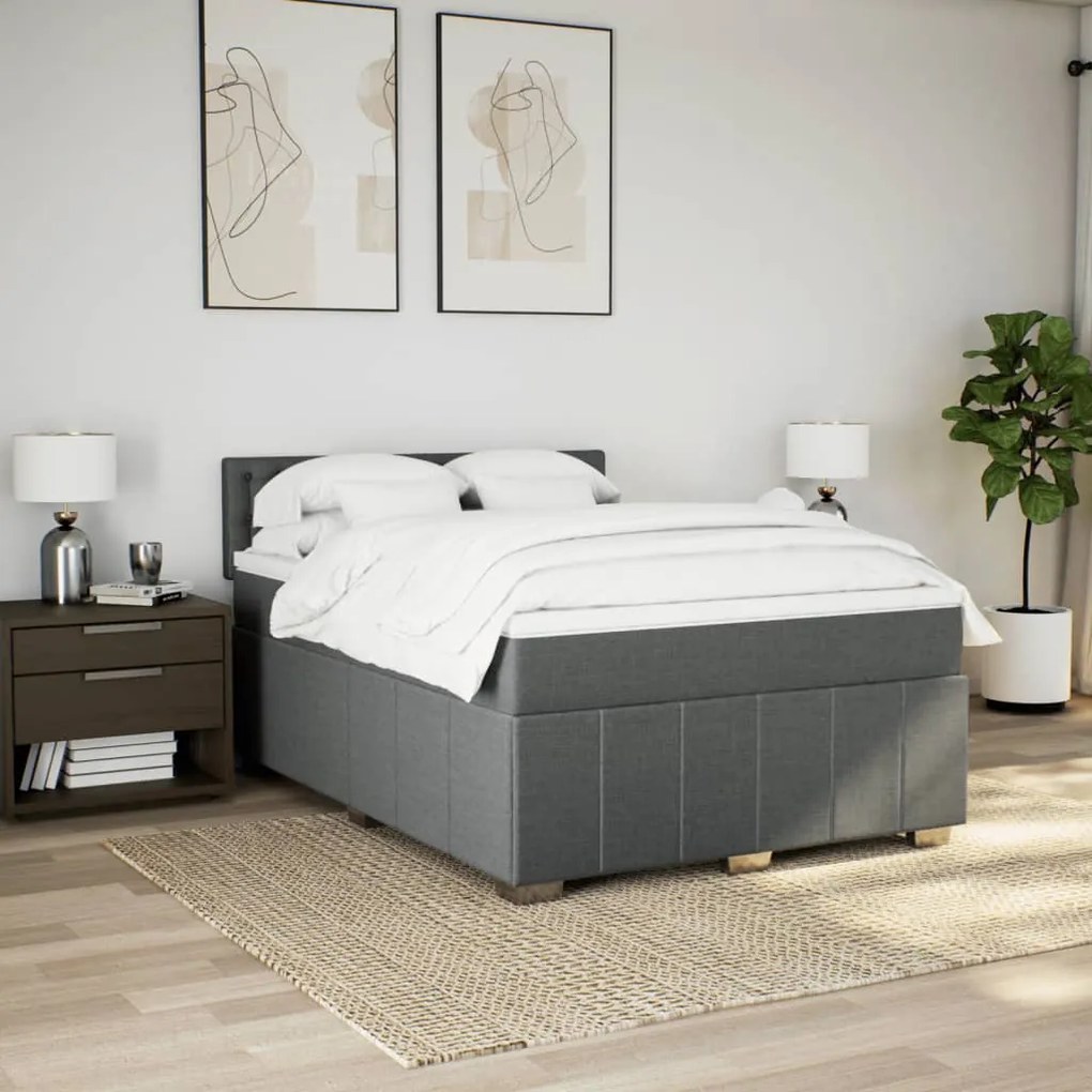 Box spring postel s matrací tmavě šedá 160x200 cm textil 3287134