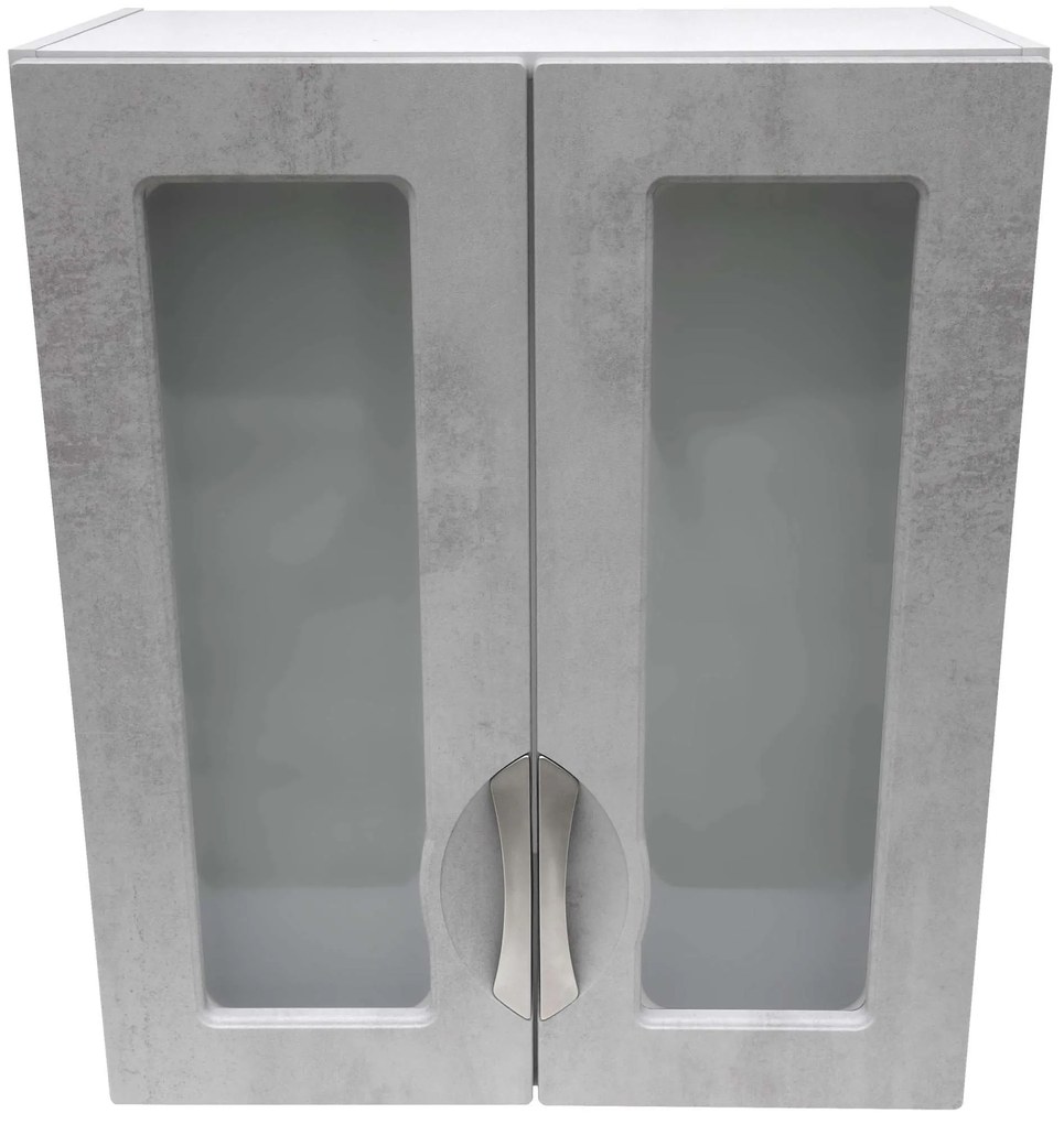 Kuchyně Macháček prosklená kuchyňská skříňka 60 cm barva beton korpus šedý