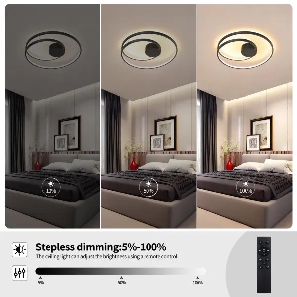 Brilagi- LED Stmívat. stropní svítidlo TWISTER LED/48W/230V pr. 50 cm černá +DO