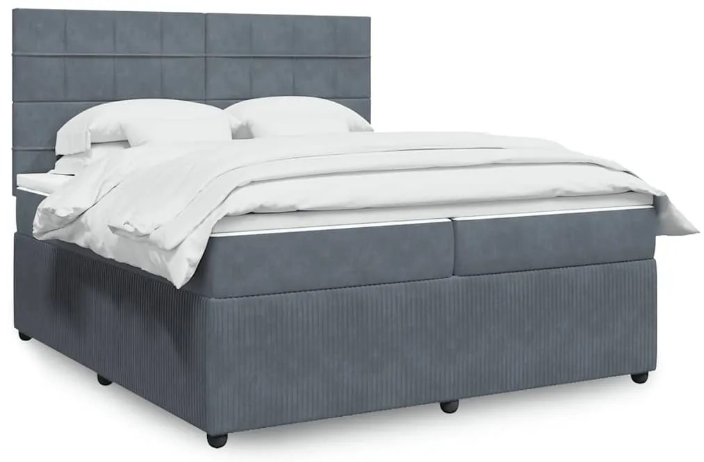Box spring postel s matrací tmavě šedá 200x200 cm samet 3292431