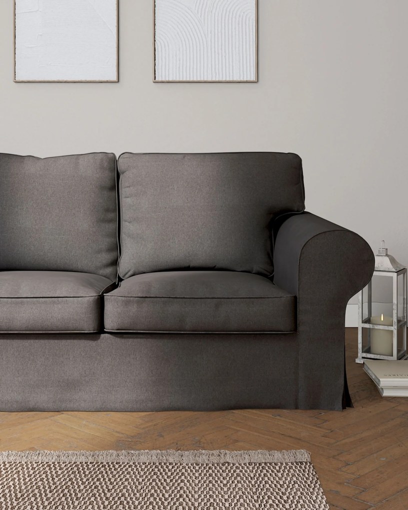 Potah na pohovku IKEA Ektorp 3-místná, rozkládací STARÝ MODEL PIXBO barva šedá látka pletený vzor