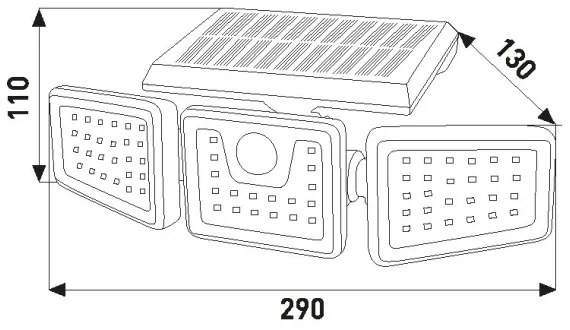 LED Solární reflektor se senzorem LED/14W/3,7V 1800 mAh IP44