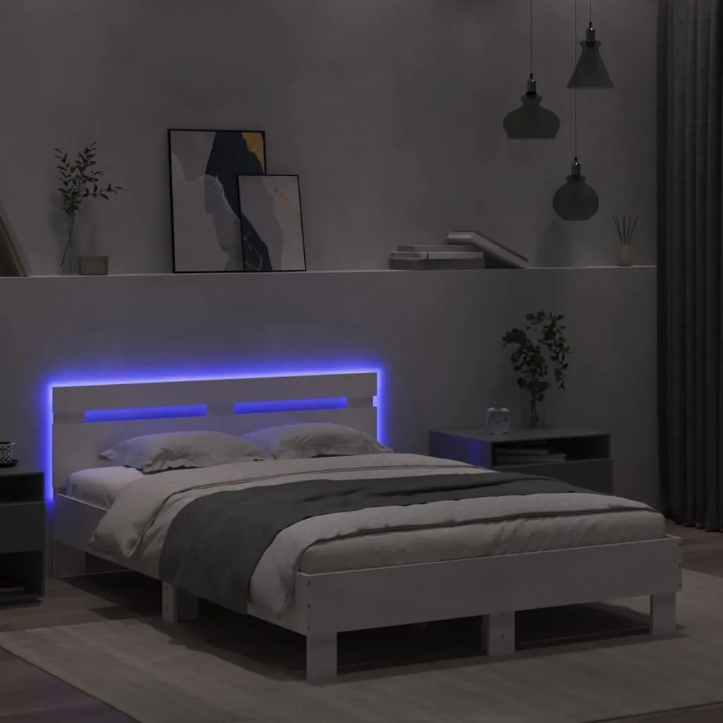 Rám postele s čelem a LED osvětlením bílý 120 x 190 cm 3207574