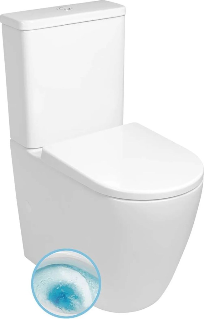 Sapho - WC kombi Turku, Vortex Rimless, vario odpad, bílá PC104V
