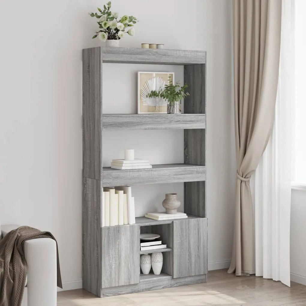 Skříň highboard šedá sonoma 92 x 33 x 180 cm kompozitní dřevo