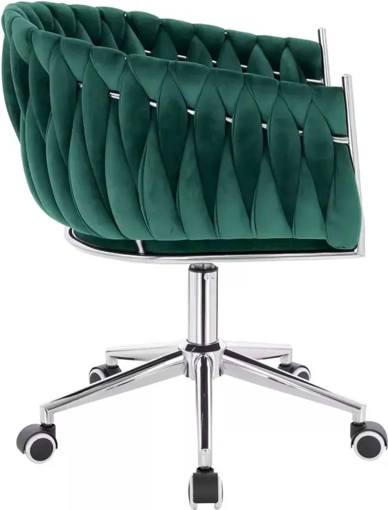 LuxuryForm DESIGN Židle NORDEN VELUR na stříbrné podstavě s kolečky - zelená