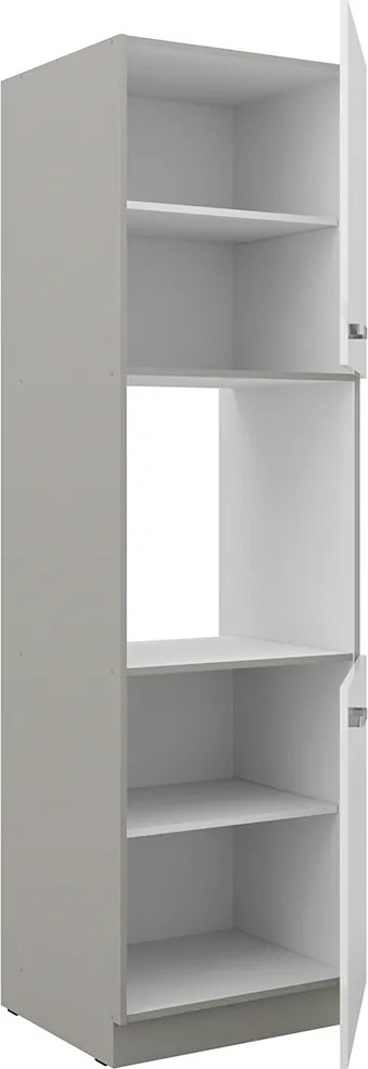 BIANCA sb | vysoká skříňka 60 DP-210 2F na vestavnou troubu | 60 cm | světle šedá/bílá lesk