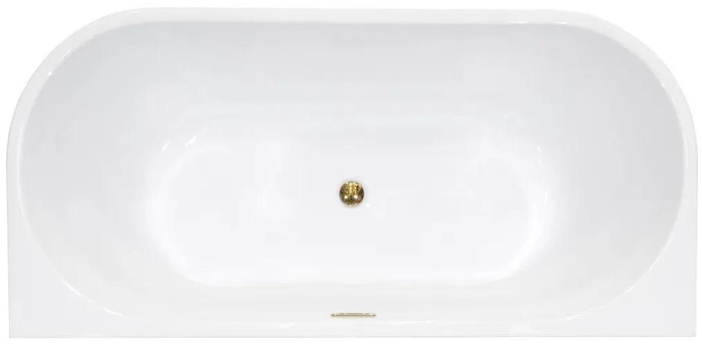 BESCO Volně stojící vana VICA NEW bílá, sifon s přepadem Barva - Bílá, Barva sifonu - Zlatá, Rozměr vany - 150 × 80 cm - VANVIC150NZ