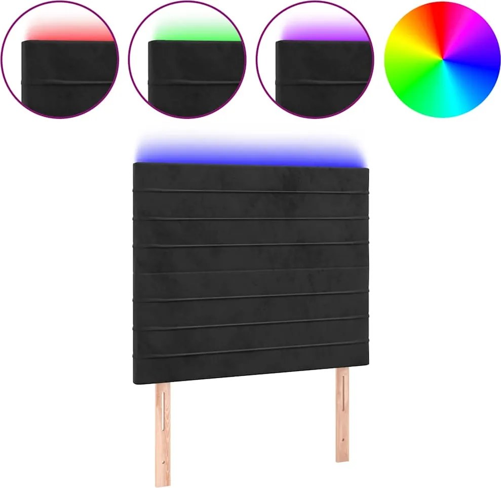 Čelo postele s LED černé 100x5x118/128 cm samet 3122608