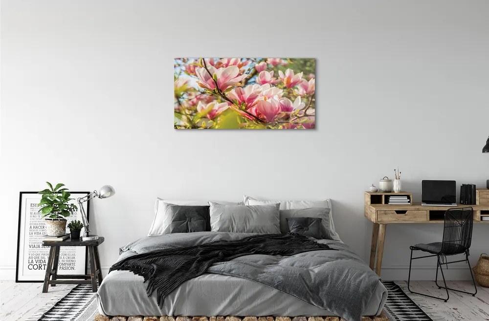 akrylový obraz růžová magnolie 100x50 cm