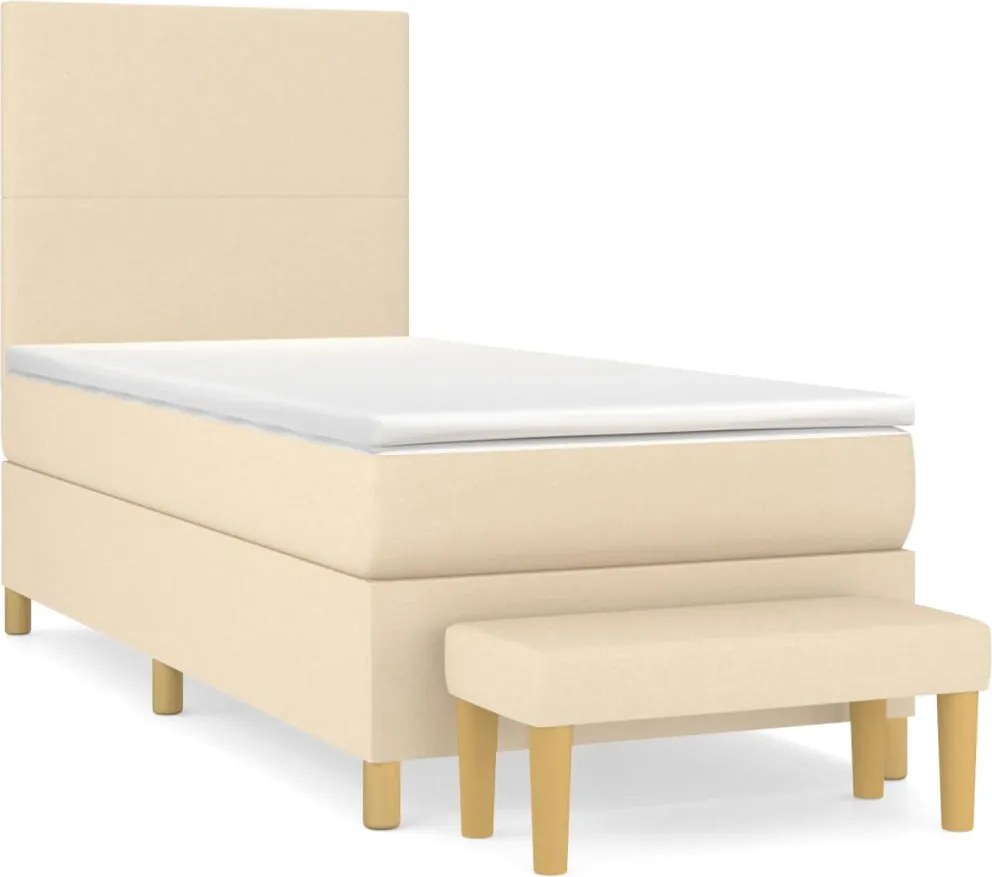 Box spring postel s matrací krémová 90x190 cm textil 3136962