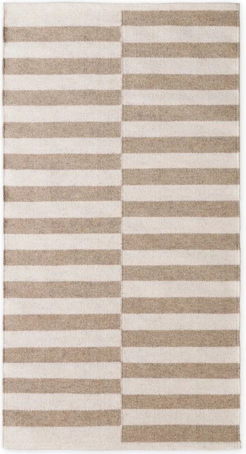 Bílý/světle hnědý oboustranný/ručně tkaný vlněný koberec 80x150 cm Vika – Hanse Home