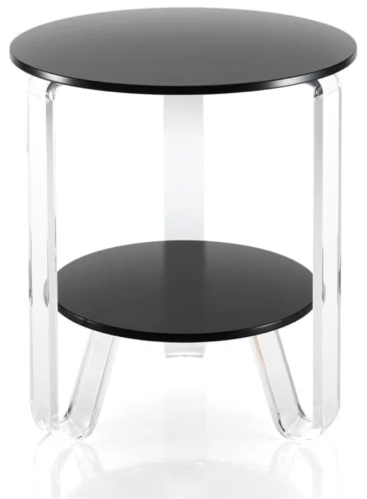 Tomasucci Odkládací stolek POOLE Ø.48x55cm,  černo-čirý