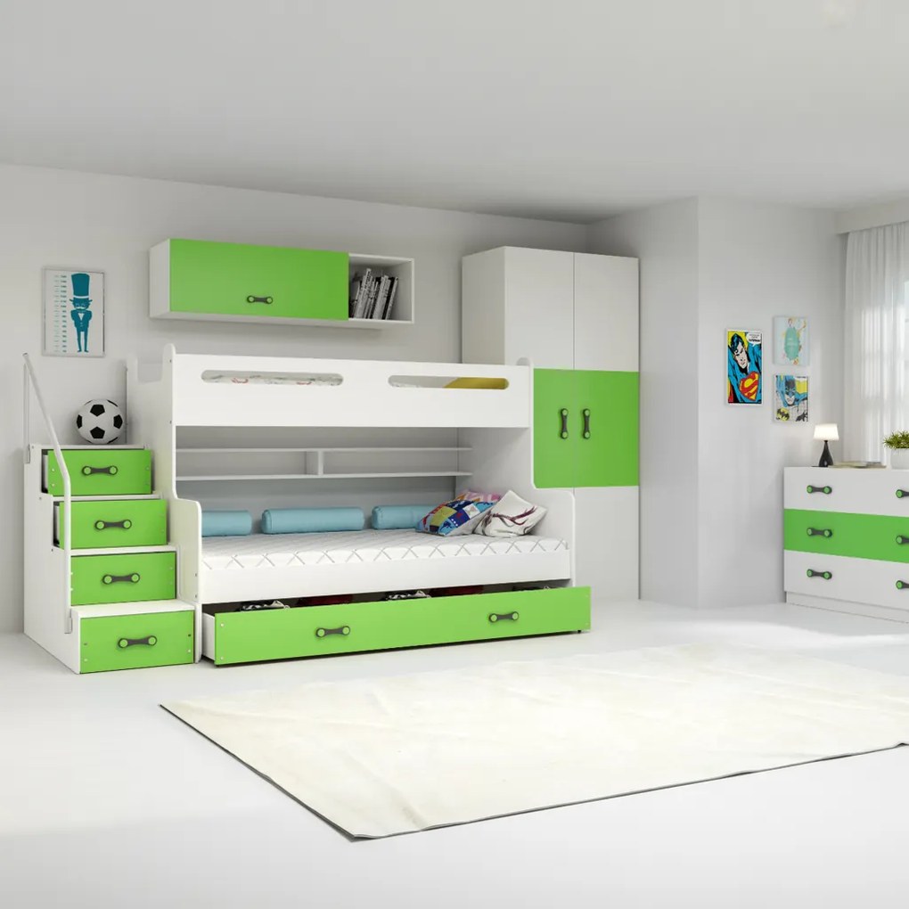 SMB Dětská patrová postel se šuplíky MAXI 2, 80+120x200 cm Barva šuplíku: Modrá